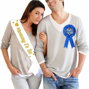 Party Propz Mom to be Sash with Dad to Be Badge for Baby Shower ...