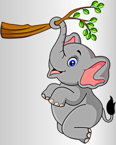 (RNG) 70 cm RNG PVC Vinyl Baby Elephant Animal Wall Sticker for Kids ...