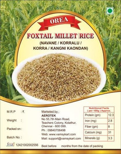 orea FOXTAIL MILLET RICE 2KGS UNPOLISHED, NAVANE, KORRALU, KORRA ...