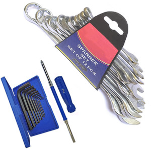 DUMDAAR Heavy duty hand tool kit 12pc Chavi Wrench 9pc Hex Allen key ...