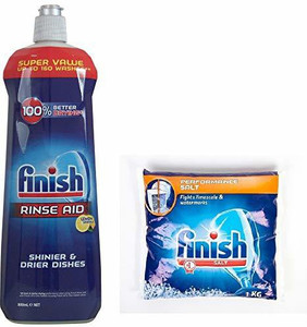 Finish Rinse aid Lemon 800ml and 1kg Salt Combo Dishwashing Detergent ...