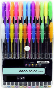 CHROME 24Pcs Neon Gel Pens consisting Fluorescent, Metallic, Glitter ...