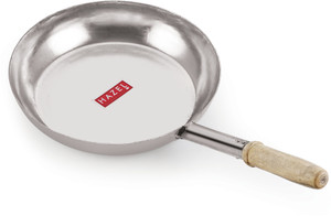 HAZEL Stainles Steel Fry Pan Tavi Tapper Pan Tawa with Wooden Handle ...