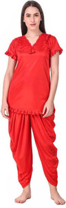 ovida Women Solid Red Night Suit Set Price in India - Buy ovida Women ...