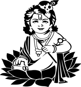 Artistic Media 61 cm Cute Krishna Wall Sticker Self Adhesive Sticker ...