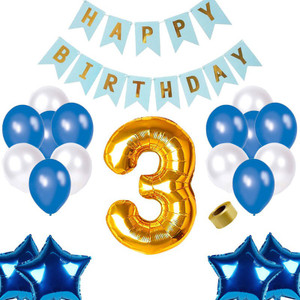 Bubble Bells 3rd third happy birthday wall decorations kit materials ...