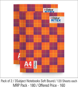Chitra New A4 Notebook Single Line 90 Pages Price in India - Buy Chitra ...