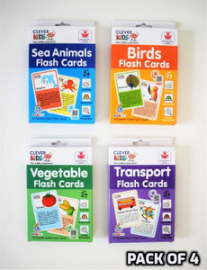 Clever Kids Joy In Double Sided 50 Flash Card for Kids (Combo Set of 4 ...