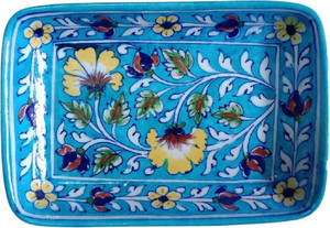 om craft villa Blue Pottery Rectangle Sky Color Serving Trays for ...