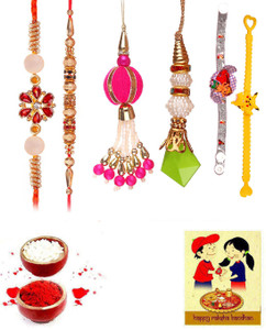TANVI FASHION Rakhi, Lumba, Greeting Card, Chawal Roli Pack Set Price ...