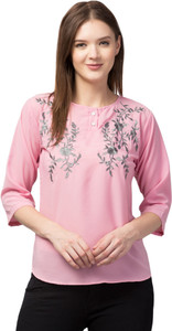 mirchi girl Casual Embroidered Women Pink Top - Buy mirchi girl Casual ...