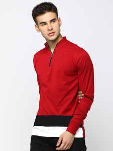 Jump Cuts Colorblock Men Turtle Neck Red T-Shirt - Buy Jump Cuts ...