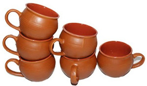 Neema Handicrafts Pack of 6 Ceramic Pack of 6 Ceramic Cup Set Kullad ...