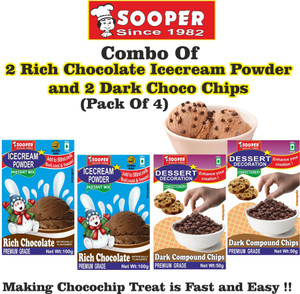 SOOPER ICE CREAM MIX POWDER 2 CHOCOLATE + 2 DARK CHOCO CHIPS COMBO 300 ...