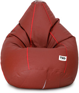 TUD XL Classic Tan With Red Piping Teardrop Bean Bag With Bean Filling ...