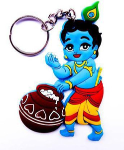 yubirth Double Sided Little Lord Krishna Rubber Keyring Key Chain Key ...