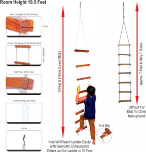 samsuthi Wooden Ladder Physical Activity for Kids with 8 semi Curved ...