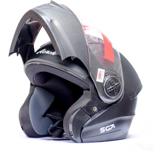 Aeroh SG7 Plus Flip-Up Helmet with Clear Visor (Black, M) Motorbike ...