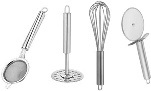 KOWS Stainless Steel Kitchen Tools Combo Set 4 of Tea Strainer, Round ...