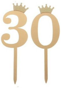 Spa Veda Number 30 Golden Acrylic Shiny Cake Topper | for Wedding ...