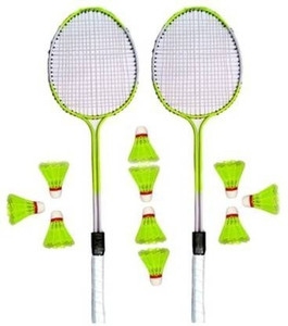 BKSONS 2 Piece Double shaft Badminton Racquet with 10 Piece Plastic ...