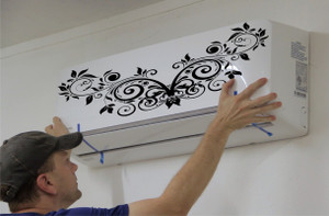 Crown Decals 91 cm black decals abstract leaves Air conditioner split ...
