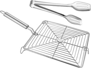 KOWS SS Pipe Square Roaster 10" with Salad Tong Steel Cooking Tong ...