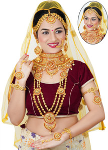 DULHAN SET Shell Gold-plated Red Jewellery Set Price in India - Buy ...