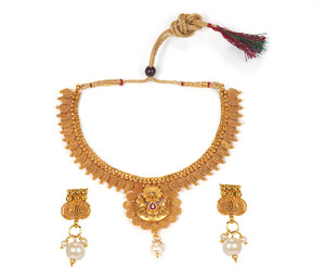 DULHAN SET Copper Gold-plated Red Jewellery Set Price in India - Buy ...
