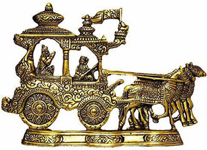 Tailos Metal Gold Plated God Krishna & Arjuna Chariot Rath Wall Hanging ...