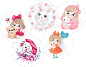 Sticker Hub 5 cm cute doll Stickers for gifts packing, Self Adhesive ...