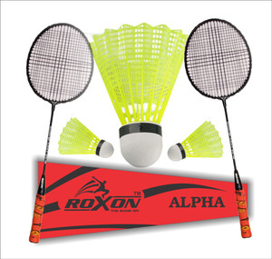 ROXON alpha single shaft racket 2 pcs 1 cover 3 shuttlecock Badminton ...