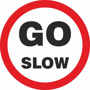 madhusigns Traffic Signboard- go slow in red with white color signboard ...