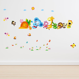 Wallzone 100 cm Colorful Jungle Animals|Creative|Art|Graphic ...