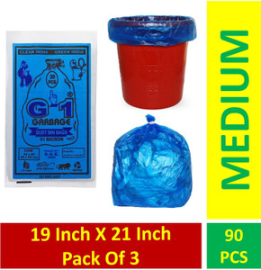 G-1 19x21 Inch, Medium Blue Garbage Bags, Pack of 3 Medium 15 L Garbage ...