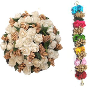New Full Juda Bun Hair Flower Artificial Flower Gajra & Multi Color ...