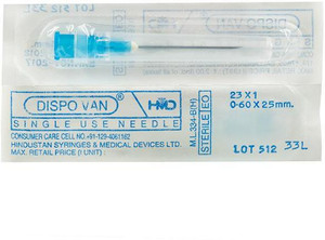 DISPOVAN Needle single use 23G X 1/2 (0.60 X 25mm) (pack of 100 needle ...