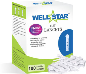 Wellstar 100 Flat LANCETS white COLOR Glucometer Lancets Glucometer ...