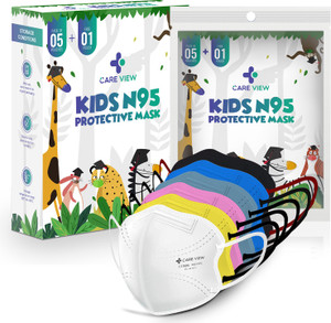 Care View Kids N95 Face Mask (Pack of 5 + 1), Multicolor, DRDO, BIS ...