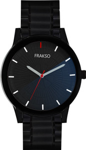FRAKSO Premium Black Color Texture Dial and Black Color Chain Analog ...
