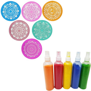 Ascension Rangoli kit 5 Multicolour Rangoli Powder Bottle 80g Each with ...