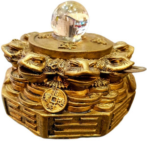 Rcv Art Fengshui 8 Frogs on paqua Mirror vastu Showpiece Decorative ...