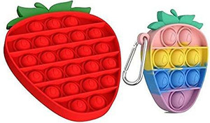 WHITE POPCORN Strawberry 2 in 1 Pop It Fidget Toy, Stress Relief Toy ...