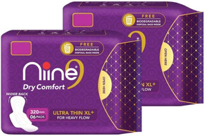 nine Dry Comfort Ultra Thin Sanitary Napkin Extra Large Pack of 2 - 6 ...