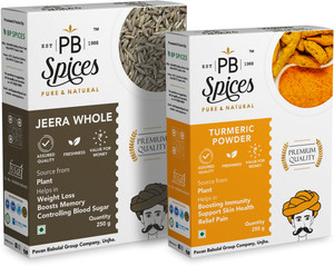 PB Spices - Jeera Whole (Cumin Seed, Jiru) - 250g, Turmeric Powder ...