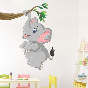 WALLPIK 75 cm Elephant - Hanging -Tree - Kids - Baby Room - Colorful ...