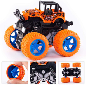 KEYUR Mini Monster Truck Pull Back Cars Toys, 360 Degree Stunt car ...