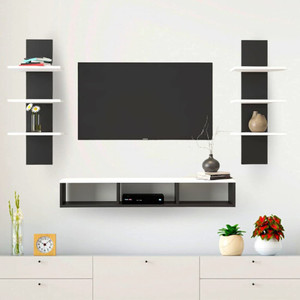 Furnifry Wooden TV Panel/TV Entertainment Unit with 2 Wall Shelf/Wall ...