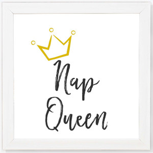 Nap Queen - Motivational White Framed Wall Hanging Art Print for Office ...