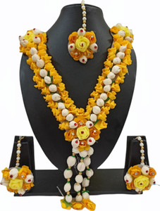 SP GLOBAL Designer Haldi Full Set of artificial Necklace Maang tika ...